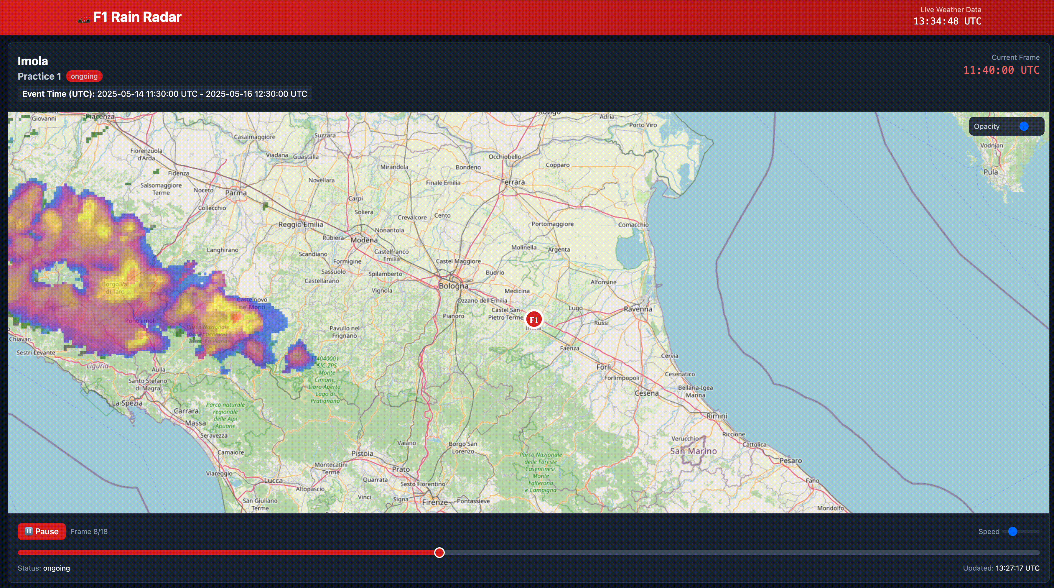 F1 Rain Radar - Live Weather for Formula 1 Circuits
